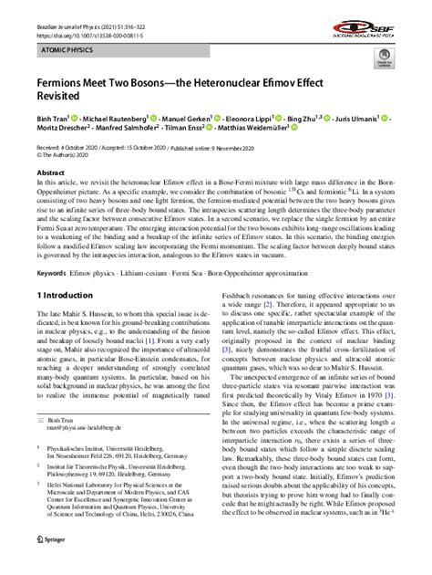 Pdf Fermions Meet Two Bosons—the Heteronuclear Efimov Effect Revisited