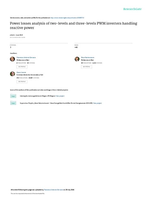 Power Losses Analysis Of Two Levels And Three Levels Pwm Inverter