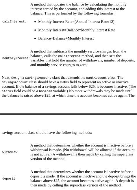 Solved 9 BankAccount And SavingsAccount Classes Design An Chegg
