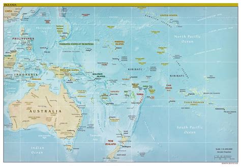 Large Detailed Political Map Of Australia And Oceania With Relief