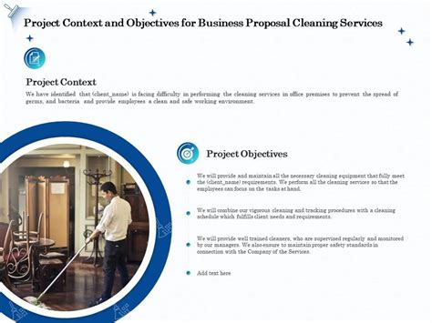 Project Context And Objectives For Business Proposal Cleaning Services Ppt File Design