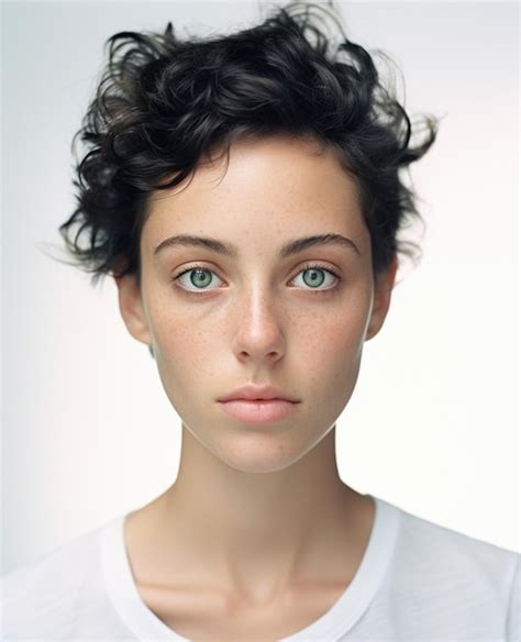 Premium Ai Image Beautiful Model With Fashionable Hair Cut Smiling