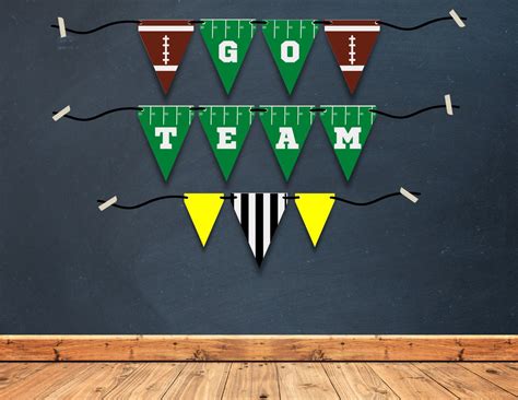 Printable Football Banner Pennant Flags Big Game Party Decoration