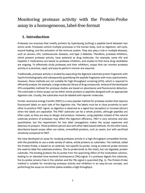 Lab Instructions 1 Pdf Enzyme Inhibitor Protease
