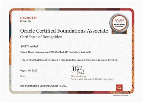 Oraclecertified Ai Cloudinfrastructure Growthjourney Techmileston Sweta Anfat