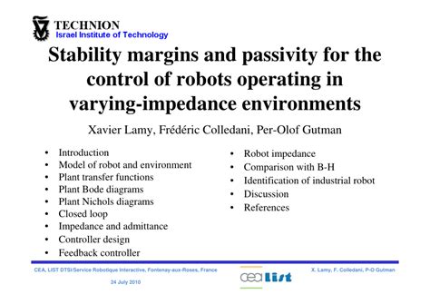 PDF Stability Margins And Passivity For The Control Of Robots