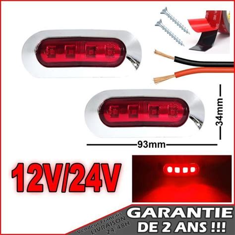 LED ROUGE FEUX DE GABARIT V V CAMION REMORQUE ETANCHE CHROME SKK Cdiscount Auto