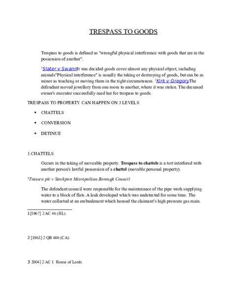 Doc Trespass To Goods And Person