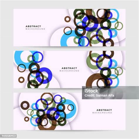 Set Lingkaran Abstrak Warnawarni Latar Belakang Desain Spanduk Lebar