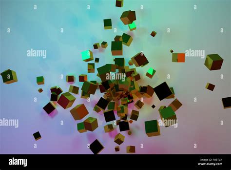 abstract 3d shape or mesh rendering with color lighting setup for