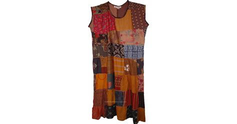 Sale2999 Brown Bush Assorted Vintage Patchwork Long Dress Dresses
