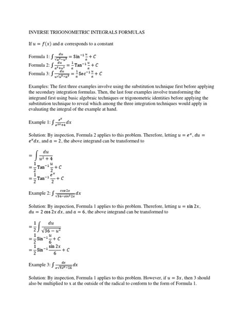 module 3 2 inverse trigonometric integrals pdf integral