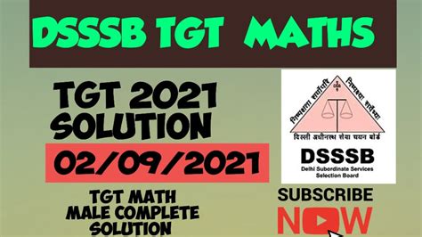 DSSSB 2021 TGT MATHS Complete Solution DSSSB Tgt Math 02 09 2021