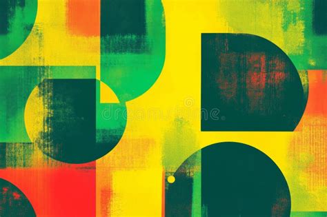 Retro Risograph Background With Overlapping Large Shapes Like Circles And Squares In Bold Color