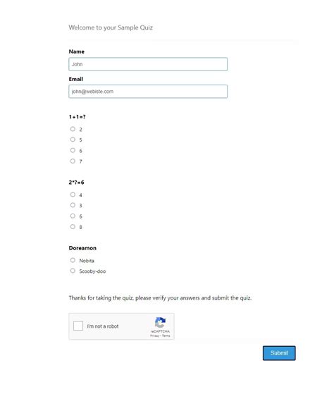 Recaptcha Quiz And Survey Master