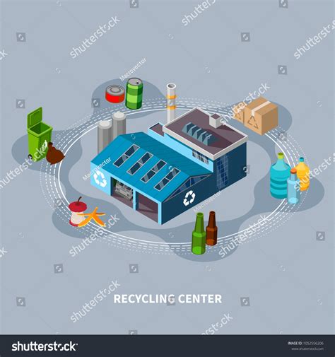 Garbage Isometric Composition Isolated Images Various Stock Vector