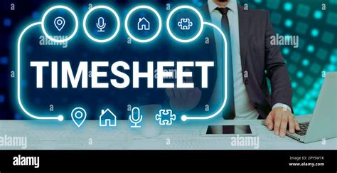 Text Sign Showing Timesheet Conceptual Photo Graphical Representation Of Period Time On Which