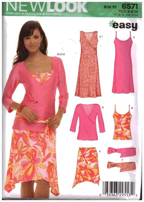 New Look 6571 Dress Skirt Top Camisole Belt Size A 8 18 Uncut