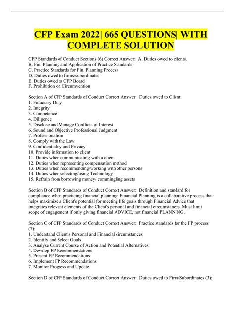 Cfp Exam 2022 665 Questions With Complete Solution Cfp Stuvia Us