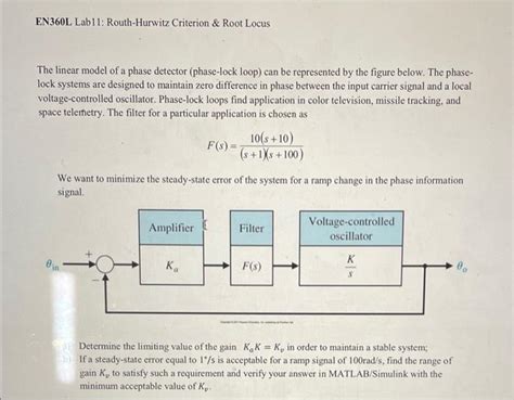 Solved En360l Lab11 Routh Hurwitz Criterion And Root Locus