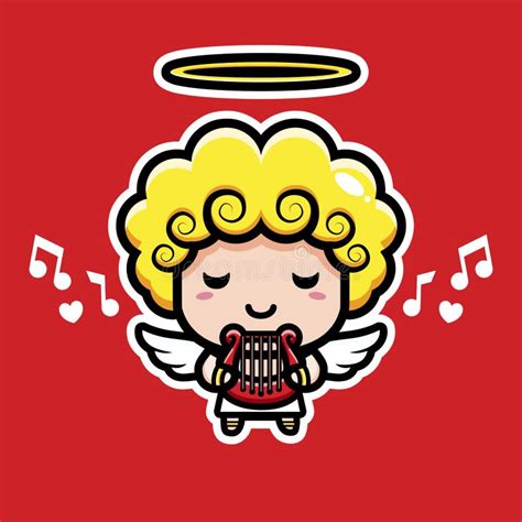 Personaje Cupido Lindo Con Un Instrumento Musical Arcaico Ilustración
