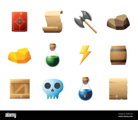Game Ui Assets Set Gaming User Interface Icons Collection Vector