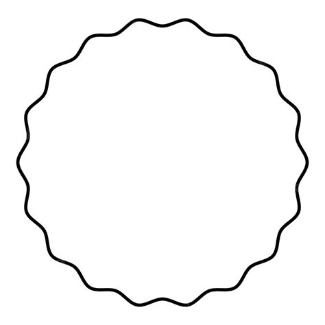 Black Circle Label With Wavy Outline Vector Icon Vector Frame Object Space Png And Vector