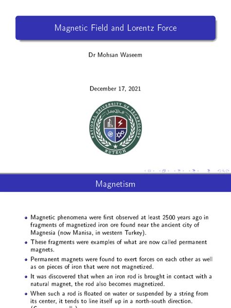 Week6 Magneticfield And Lorentz Force Pdf Magnetism Magnetic Field