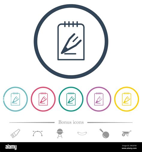 Edit Note Outline Flat Color Icons In Round Outlines 6 Bonus Icons