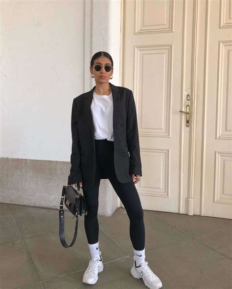 Find Out Where To Get The Jacket Outfits With Leggings Blazer Outfits Casual White Sneakers