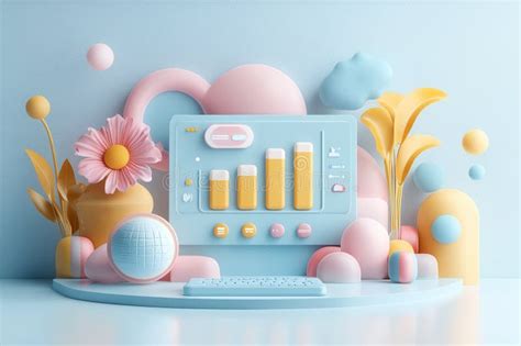 Modern Workspace Colorful 3d Dashboard Displaying Data Insights And Technology Stock Image