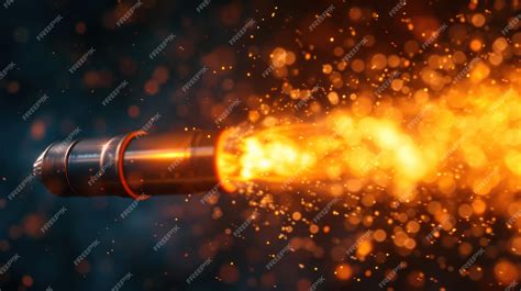 Closeup View Of Spacecraft Engine Thrusters Firing During A Nighttime