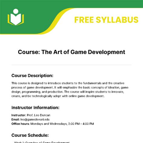 Syllabus Template Edit Online And Download Example