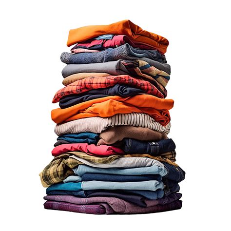 AI Generated Stack Of Colorful Clothes On Transparent Background