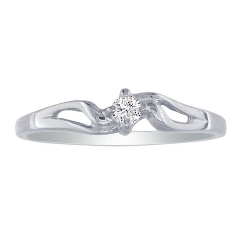 Pretty Bypass Open Shank 05ct Diamond Promise Ring 10k White Gold
