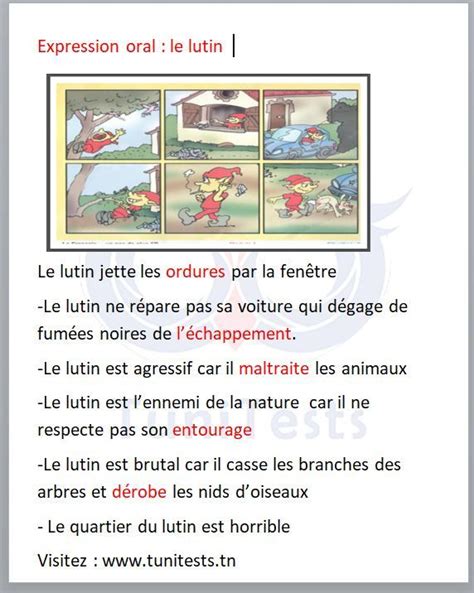 Tuniteststn Expression Orale Le Lutin Expression Ecrite Et Orale