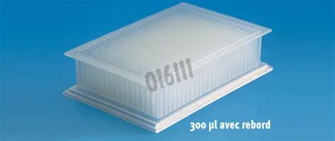Placa de almacenamiento 384 pocillos cuadrados 300 µl con reborde color