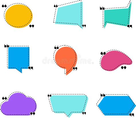 Colorful Quote Frames Speech Bubbles With Quotation Marks Blank Text Message Box For Quotes