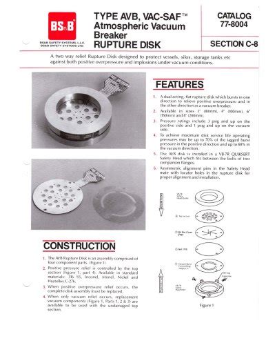 Skr™ Rupture Disk Bursting Disc Bsandb Safety Systems Llc Pdf