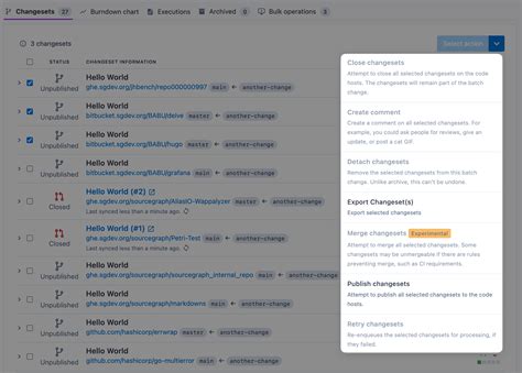 Bulk Operations On Changesets Sourcegraph Docs
