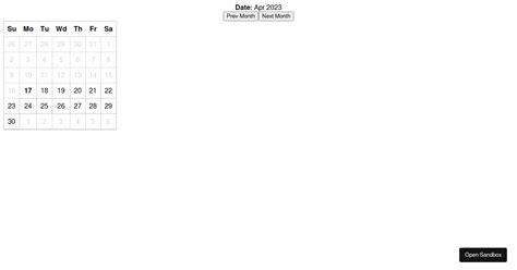 React Date Picker Forked Codesandbox