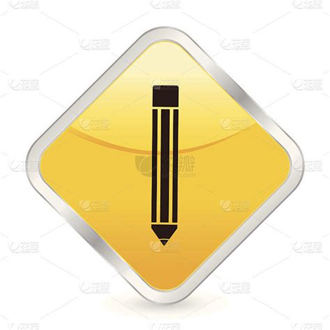 铅笔黄色正方形图标