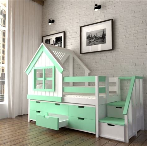 Детская кровать Домик Комод с лестницей купить недорого в интернет магазине Своя мебель