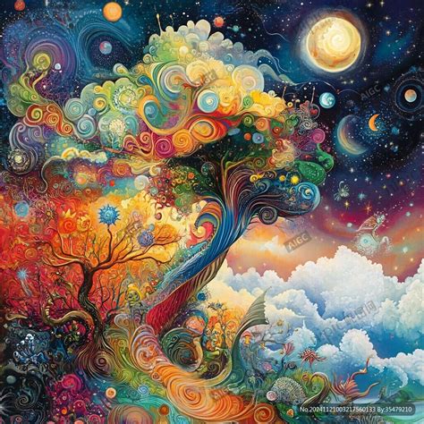 Ai创作图梦幻装饰画 幻想无框画 抽象画发财树 星河梦境装饰画 幻想装饰画 梦幻无框画 梦幻花纹大树 梦想装饰画 神秘梦幻的大树 梦幻立体画