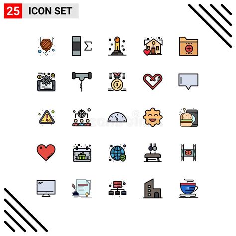 25 Thematic Vector Filled Line Flat Colors And Editable Symbols Of Analytics Folder Pawn File