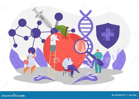 Gmo Experiment Scientist Test Product With Genetic Modification Vector Illustration Science