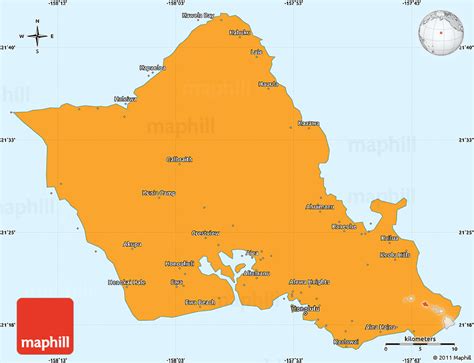 Oahu Hawaii United States Gray Political Map Capital 55 Off