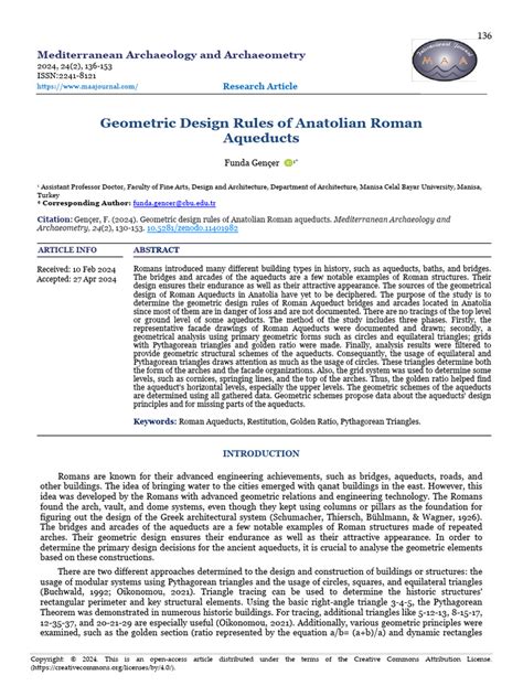 Geometric Design Rules Of Anatolian Roman Aqueducts Pdf Triangle