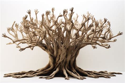 Tree Formed Entirely By Interconnected Human Figures Symbolizing Unity And Interconnectedness