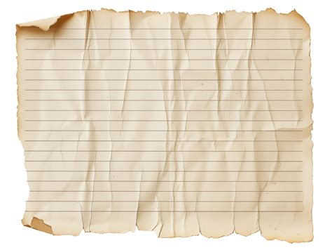 Aged Lined Notebook Paper With Torn And Wrinkled Edges On Isolated